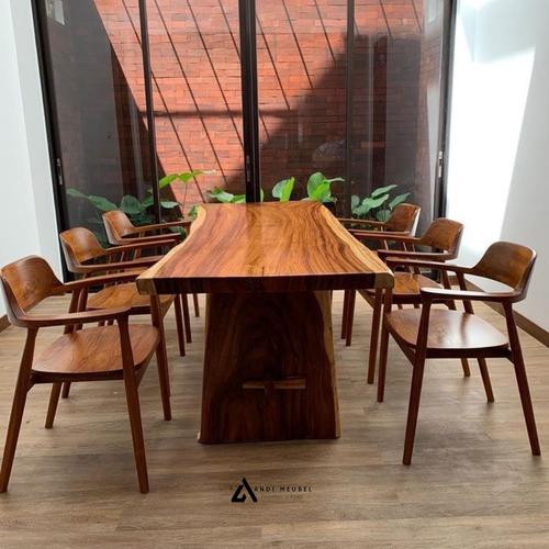 Jual Dining Table Set Meja Makan Trembesi 6 Kursi Jati Minimalis Modern ...