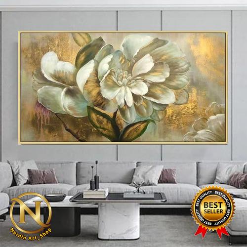 Jual lukisan modern gold bunga 80*150 cm - tanpa bingkai - Kab. Bandung ...