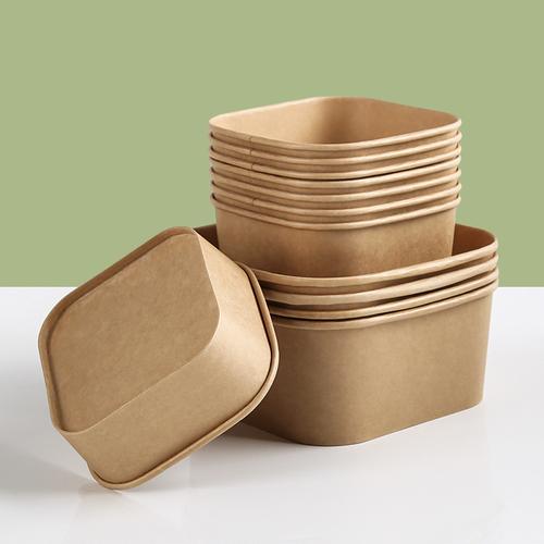Jual Tempat Makan Kertas Model Kotak | Disposable Kraft Square Bowl ...