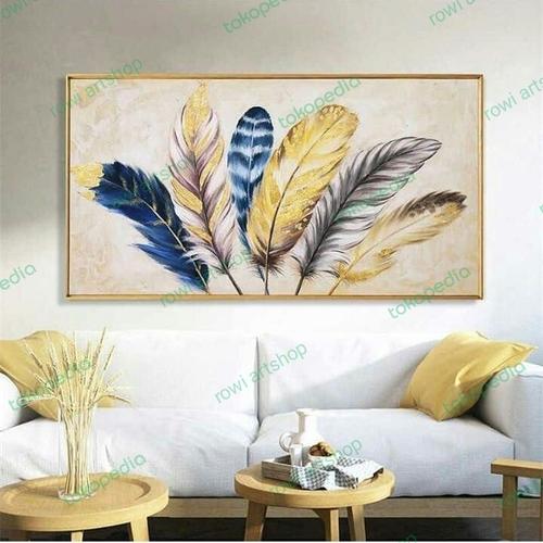 Jual lukisan bulu gold texture 150 x 80 cm hiasan dinding rumah - No ...