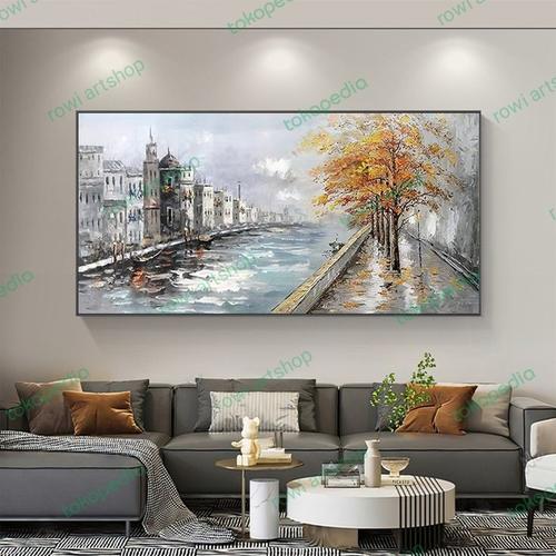 Jual lukisan abstrak gedung texture dekorasi dinding rumah - plus ...