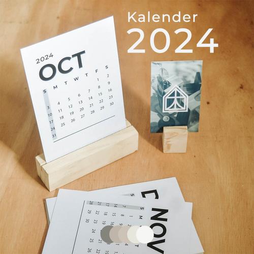 Jual Kalender 2024 postcard Aesthetic Minimalis + penyangga kayu ...