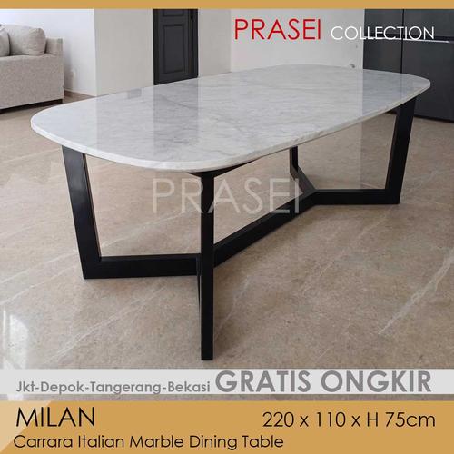 Jual BLACK MILAN - Carrara Marble Dining Table Meja Makan Marmer Putih ...