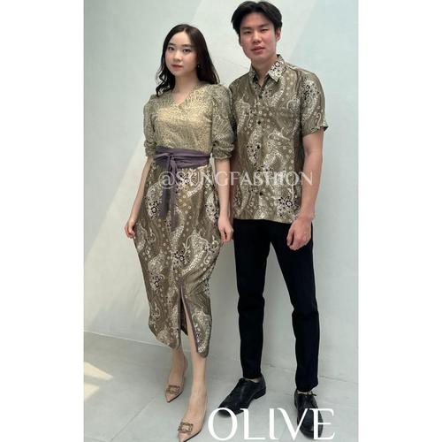 Jual S333 Couple dress kemeja batik bahan premium korean look - Couple ...