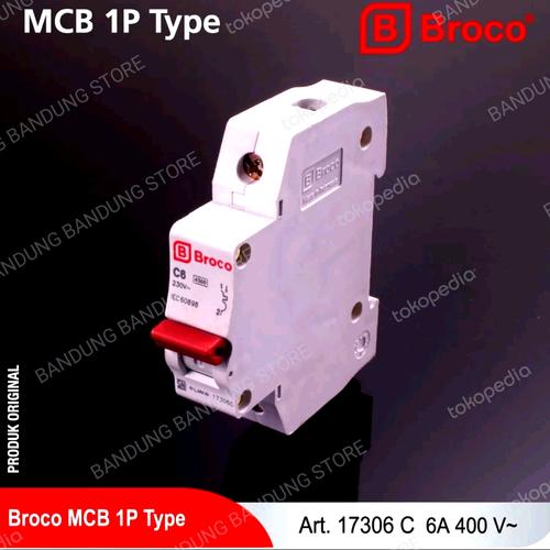 Jual BROCO MCB 6A 1P SNI ORIGINAL MADE IN INDONESIA MCB 1P C6 6A 220V ...