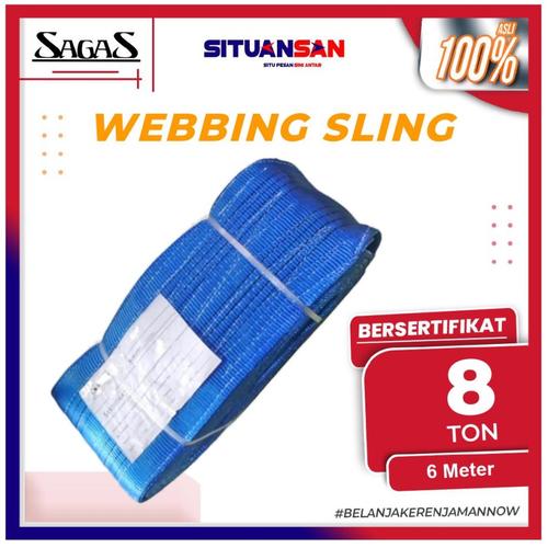 Jual Webbing Sling Belt Seling Kain 8Ton x 6Mtr 2ply 2eye SAGAS ...