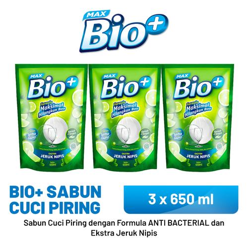 Jual Bio+ Sabun Cuci Piring Jeruk Nipis Pouch 650 ml x 3 pcs - Kota ...