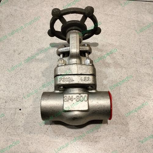 Jual Gate Valve Stainless SS 316 Class 800 1/2" inch Socket weld SS316 ...