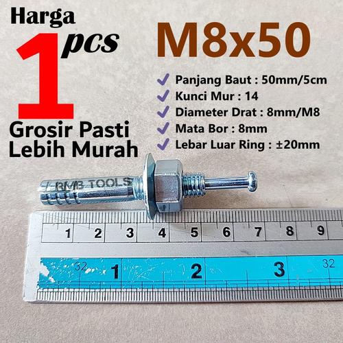 Jual Hit Anchor M8x50 5cm Dynabolt Angkur Ketok 8mm / High Anchor M8 x ...