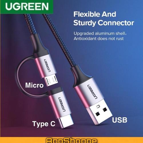 Jual UGREEN KABEL 2IN1 MIKRO USB TIPE C CABLE MICRO TYPE C NGECAS CEPAT ...
