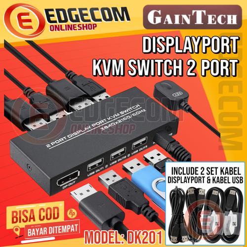 Jual DISPLAYPORT KVM USB VIDEO SWITCH 2-4 PORT FREE KABEL DP & USB GAINTECH - 4 PORT DK401 - 2 ...