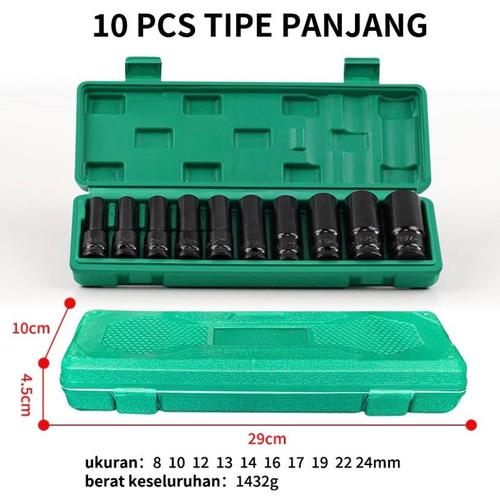 Jual Mata Socket Exntension Impact Socket 10 Pcs / Mata Shock Set ...