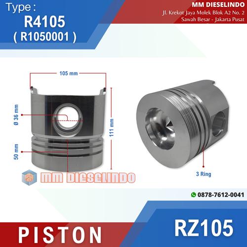 Jual RZ105 Piston R4105 R4105ZD Seher 4105 LR4105 Weifang Weichai ...