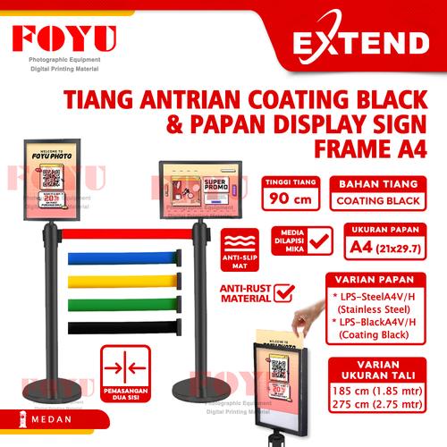 Jual Tiang Pembatas Antrian Black Pita Line Papan Display Sign Frame A4 ...