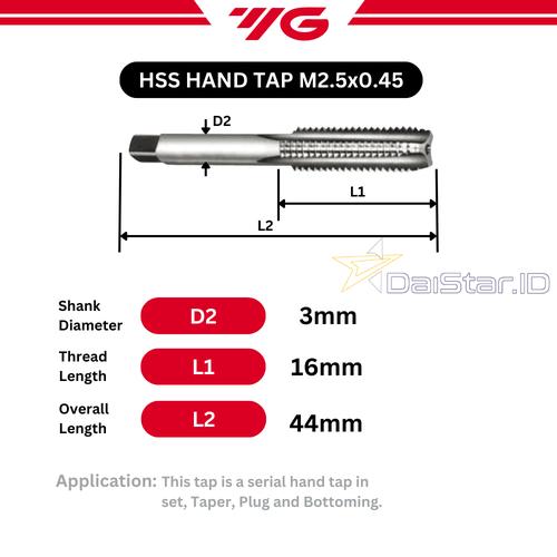 Jual YG1 HSS Hand Tap Set M2|M3|M4|M5|M6|M7|M8|M9|M10|M12|M14|M16|M18 ...