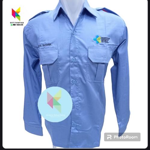 Jual kemeja Kemenkes RI seragam Kemenkes RI baju biru muda lengan ...