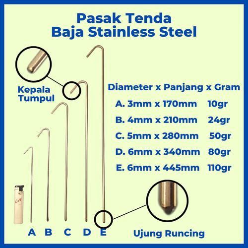 Jual Pasak Tenda Baja Stainless Steel Anti karat Heavy Duty dan Kuat ...