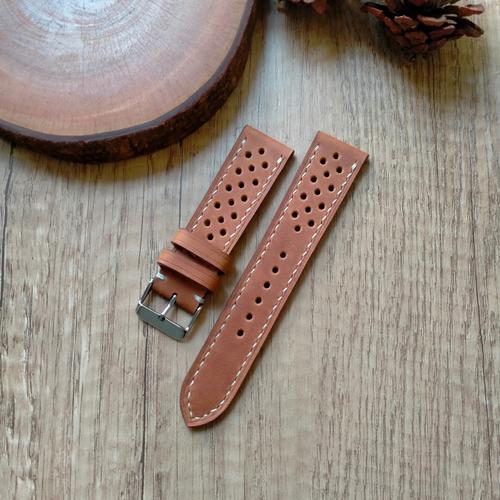 Promo leather rally watch strap 22mm , tali jam tangan kulit asli lug ...