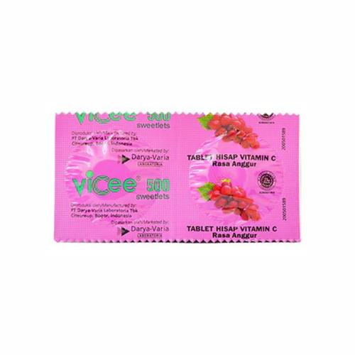 Jual Vicee 500 Mg Tablet Hisap Vitamin C Grape Strip Isi 2 Tablet ...