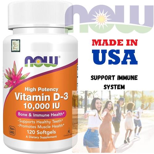 Jual NOW Foods Vitamin D3 D-3 10000 IU 120 Softgels Untuk Kesehatan Tulang & Sistem Imun Kosher ...