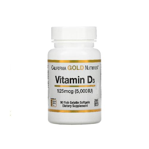 Jual California Gold Nutrition Vitamin D3, 5000 IU 90 Fish Gelatin ...
