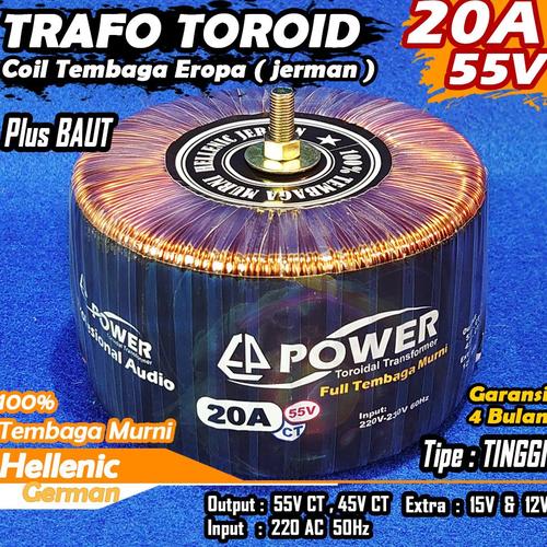 Jual Trafo Toroid | Trafo Donat CT 55V 45V 20A (MURNI) Full Tembaga Murni - Tipe TINGGI - Kota ...