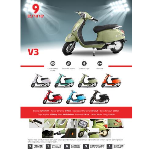 Jual Sepeda Motor Listrik E-NINE V3 Scooter Matic 1.200Watt - Putih ...
