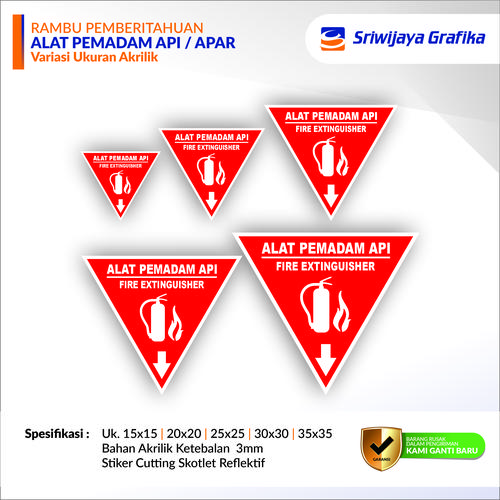 Jual RAMBU ALAT PEMADAM API APAR AKRILIK 3MM VARIASI UKURAN - 15x15 cm ...