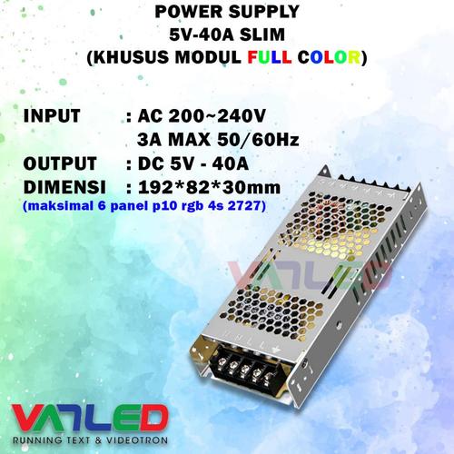 Jual POWER SUPPLY RUNNING TEXT FULL COLOR 5 VOLT 40 AMPER SLIM - Kota ...