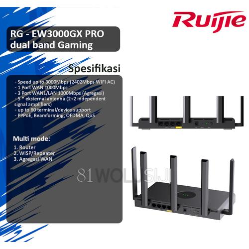 Jual Ruijie RG EW3000GX PRO 3000M WIFI6 Dual Band Gigabit Gaming Router ...