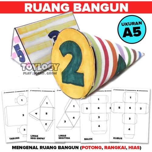 Jual Mainan Edukasi DIY Kertas Gambar Belajar Bangun Ruang 3D Prakarya ...