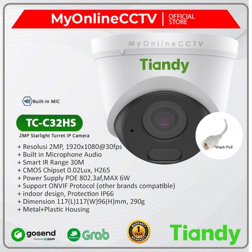 Promo IP CAMERA CCTV TIANDY TC-C32HS 2MP AUDIO STARLIGHT POE ONVIF ...