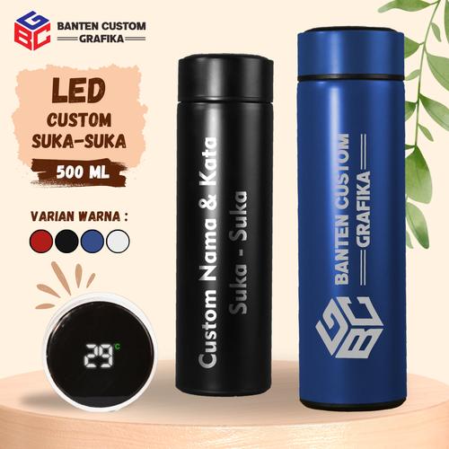 Jual Tumbler Smart LED Custom Grafir Nama dan Logo - Merah, Minimal ...