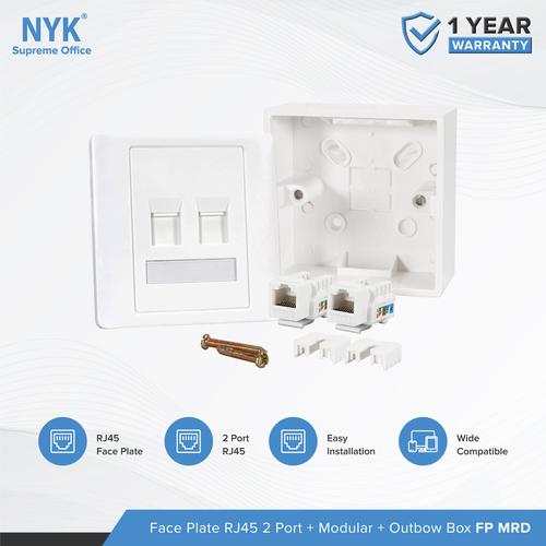 Promo Faceplate 2 PORT RJ45 NYK Modular Wall Outbow Box FP MRD ...
