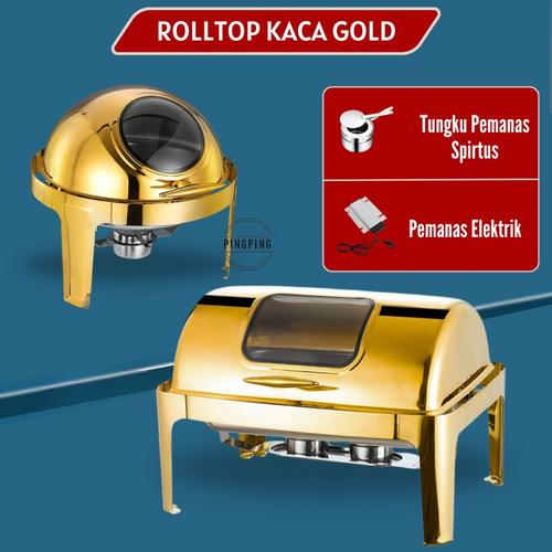 Jual Rolltop Bulat kaca Gold bahan tebal / Rolltop Oval kaca Prasmanan ...