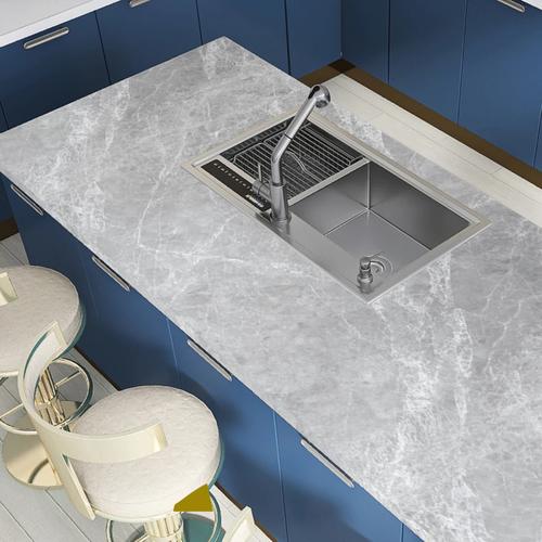Promo Wallpaper dinding dapur kitchen motif batu marmer 3d glossy Abu ...