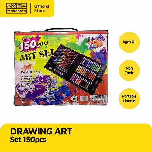 Jual DRAWING ART SET 150 PCS | PENSIL WARNA CRAYON ALAT MEWARNAI MURAH ...