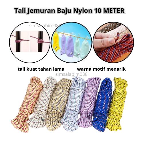 Promo TALI JEMURAN PAKAIAN NYLON 10 METER/TALI TAMBANG JEMURAN BAJU ...