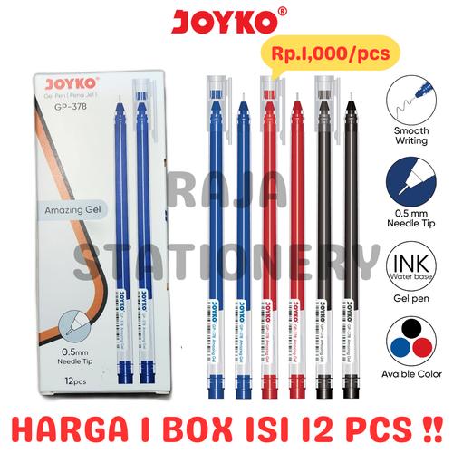 Promo JOYKO GEL PEN AMAZING GEL BLACK BLUE RED PEN JEL HITAM GP-378 ...