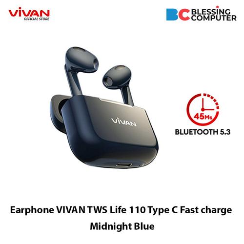 Jual Earphone VIVAN TWS Life 110 Type C Fast charge Midnight Blue ...