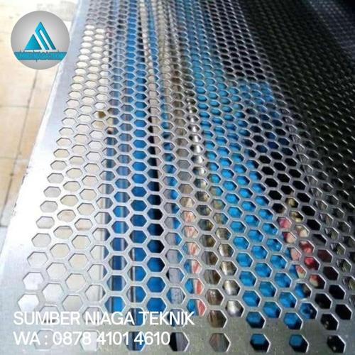 Jual Plat besi lubang HEXSAGONAL tebal 0.8mm x 1.2 mtr x 2.4 mtr lubang ...