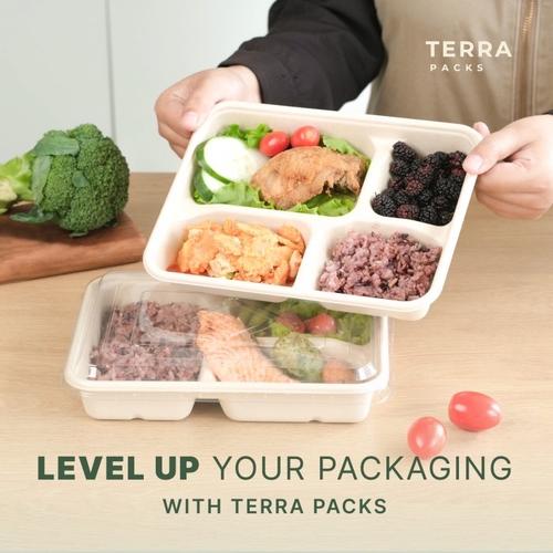 Jual Bagasse Small Bento Lunch Box 900 ML Container Kotak Makan Sekat 3 4 - 3 Skt Clear/ S ...