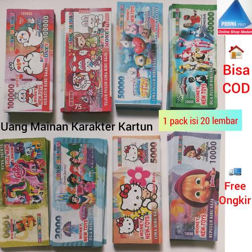 Jual Uang Mainan Karakter Kartun 20 Lembar Duit Kertas Edukasi Belajar ...