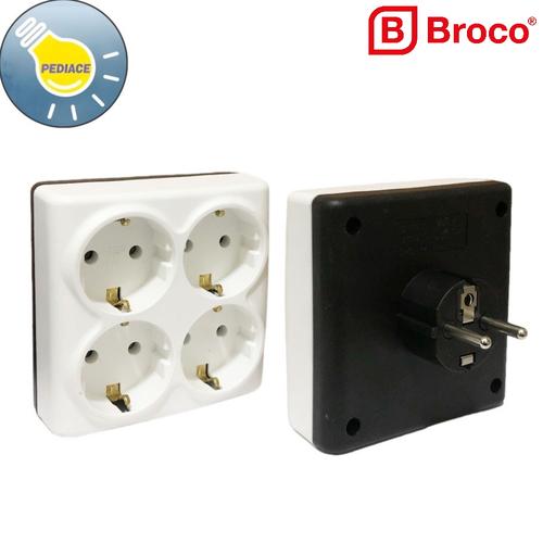Jual Stop Kontak Persegi 4 Lubang BROCO 1380 Max 10A-250V~ Steker Plug ...