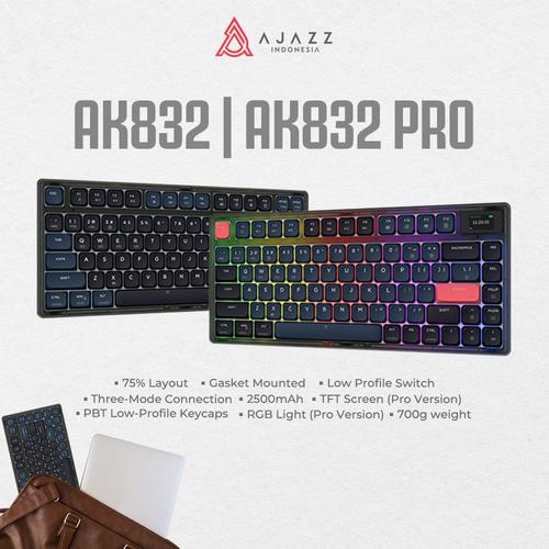 Promo Ajazz AK832PRO 75% Low Profile Mechanical Keyboard 3-Mode RGB ...
