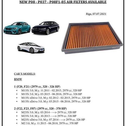 Jual Filter Udara SPRINT AIR FILTER Mobil BMW 3 F30/F31/F80 P1114S ...