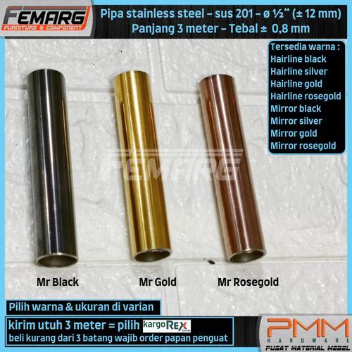Jual PIPA STAINLESS STEEL 1/2 - 12mm GOLD - ROSEGOLD - BLACK FEMARG SUS ...