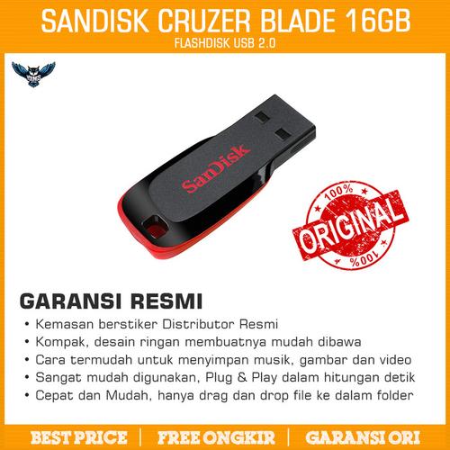 Jual FLASHDISK SANDISK 16GB 32GB 64GB 128GB CRUZER BLADE USB2.0 CZ50 ...