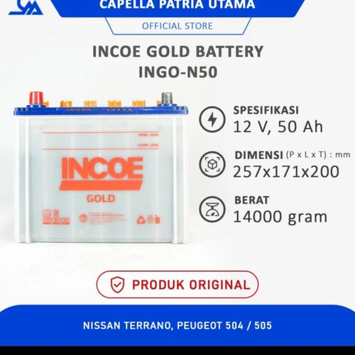 Jual Aki Accu Incoe Gold N50 12V 50AH/Amper Astra PS 100, FE, PS Canter ...