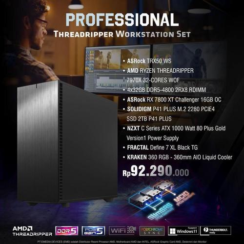 Promo PROFESSIONAL AMD Threadripper 7970X WORKSTATION SET Cicil 0% 3x ...